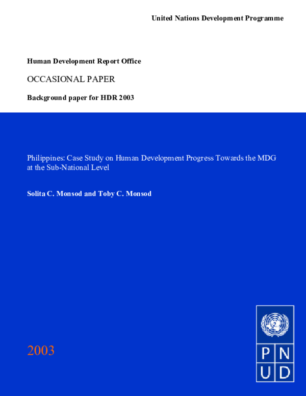 (PDF) Philippines: Case Study on Human Development Progress Towards the ...