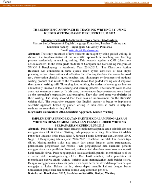 (PDF) The Scientific Approach in Teaching Writing by Using Guided ...