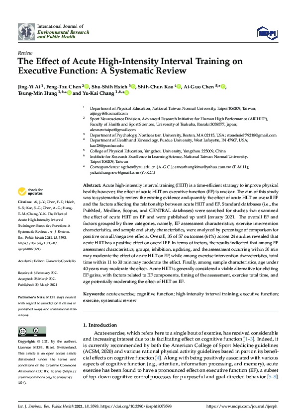 (PDF) The Effect of Acute High-Intensity Interval Training on Executive ...