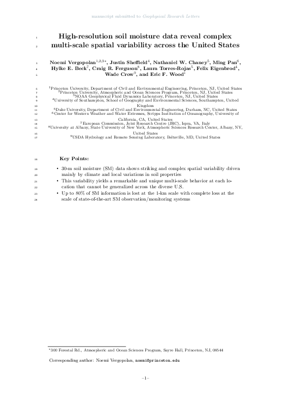 (PDF) High‐Resolution Soil Moisture Data Reveal Complex Multi‐Scale Spatial Variability Across ...
