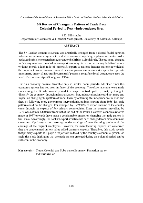 (PDF) Review of Changes in Pattern of Trade from Colonial Period to ...