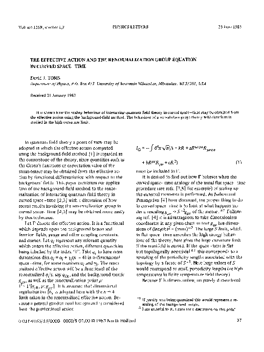 (PDF) The effective action and the renormalization group equation in ...