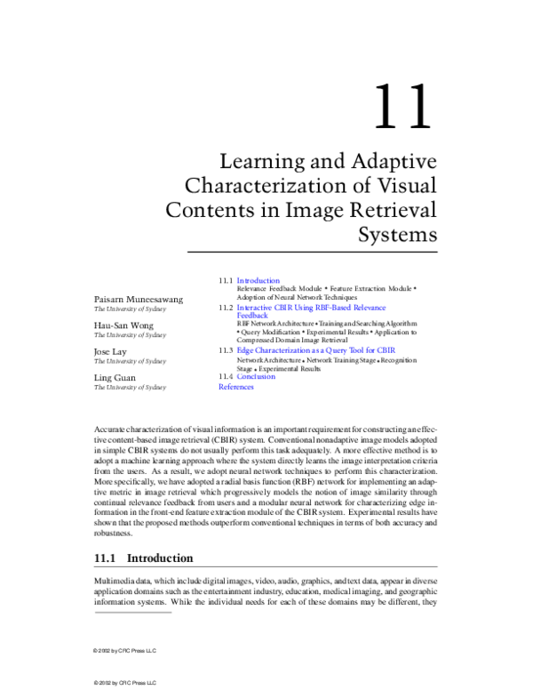 (PDF) Learning and Adaptive Characterization of Visual Contents in ...