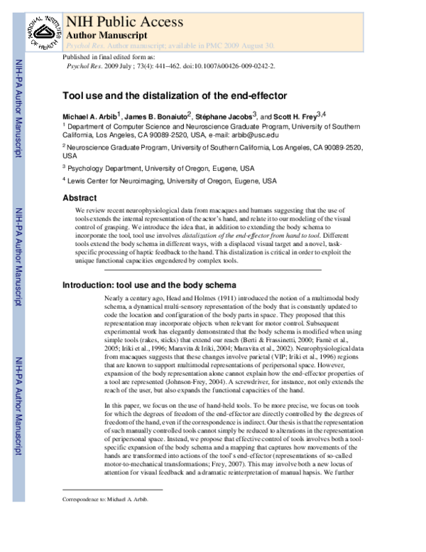 (PDF) Tool use and the distalization of the end-effector