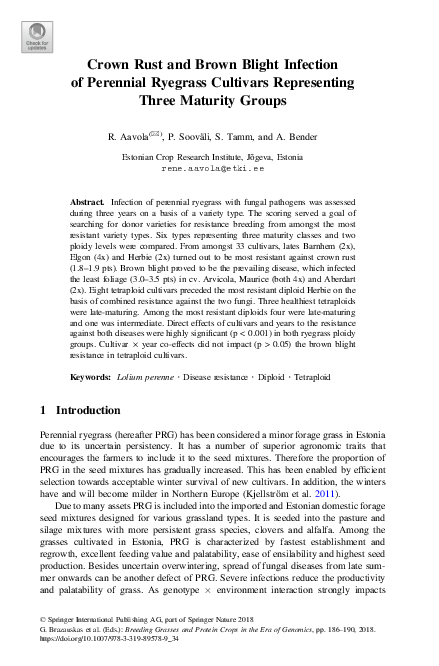 (PDF) Crown Rust and Brown Blight Infection of Perennial Ryegrass ...