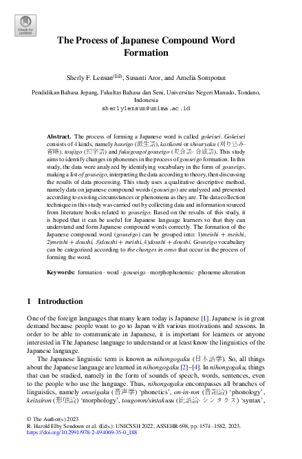 (PDF) The Process of Japanese Compound Word Formation