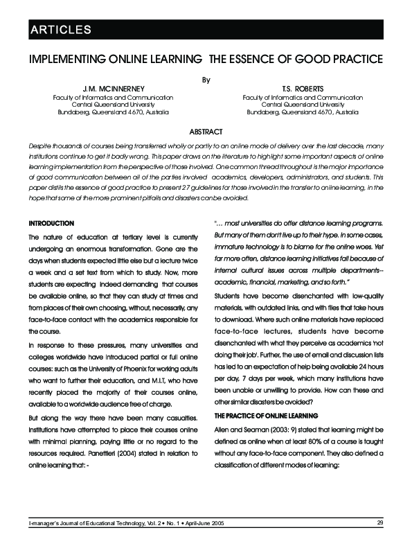 (PDF) Implementing Online Learning The Essence Of Good Practice