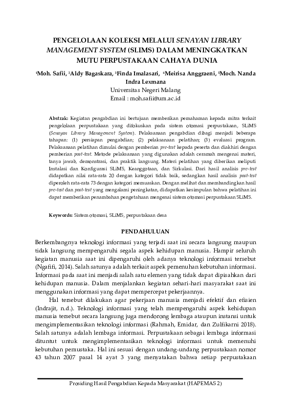 (PDF) Pengelolaan Koleksi Melalui Senayan Library Management System ...