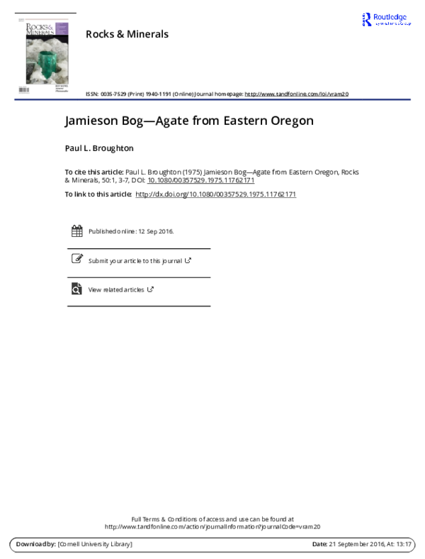 (PDF) Jamieson Bog—Agate from Eastern Oregon