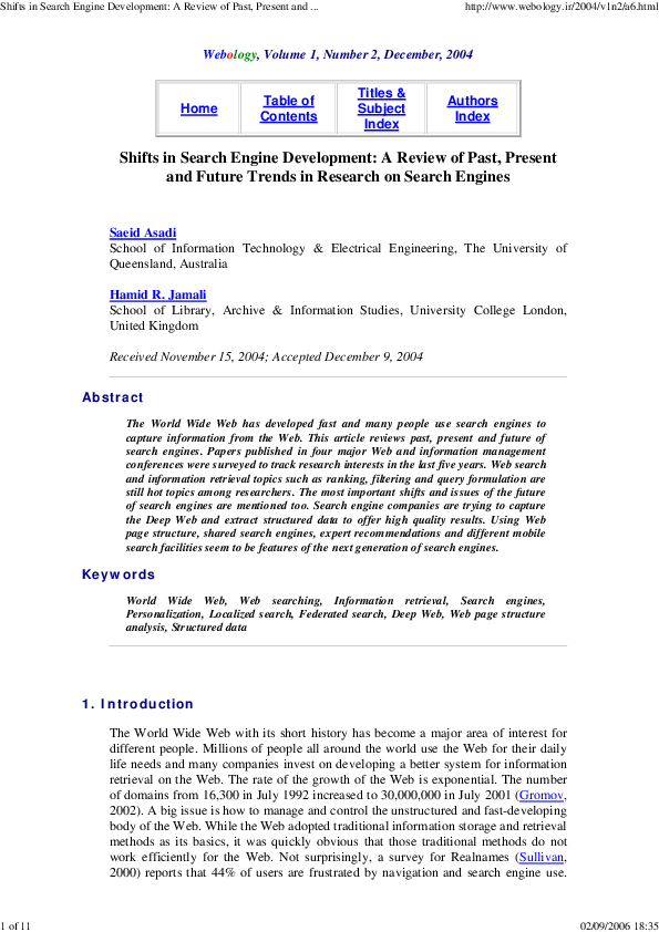 (PDF) Shifts in Search Engine Development: A Review of Past, Present and Future Trends in ...