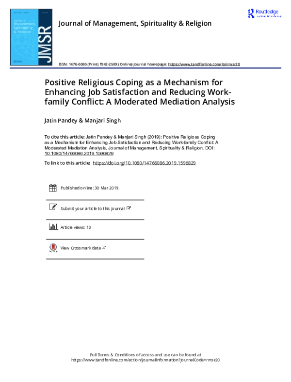 (PDF) Positive Religious Coping as a Mechanism for Enhancing Job ...