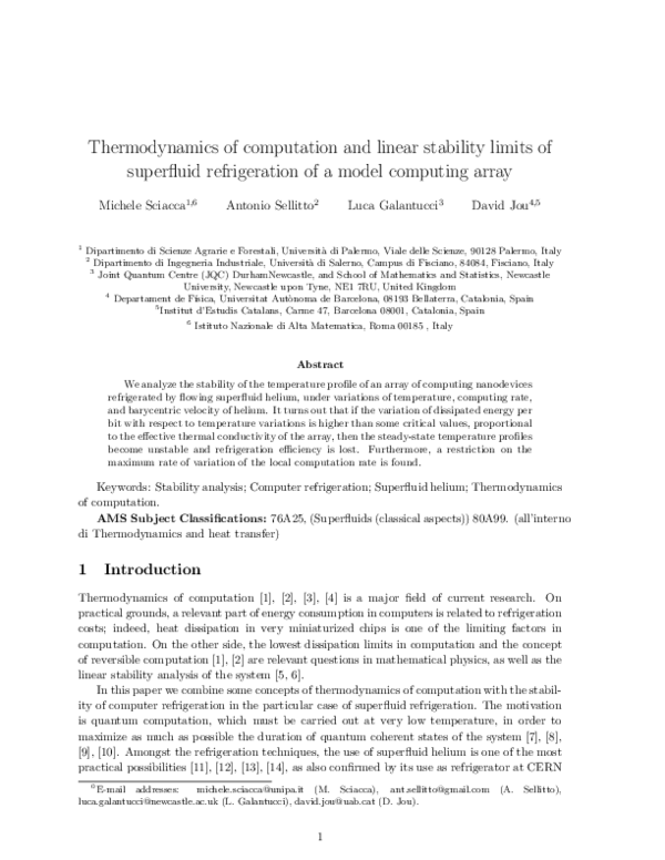 (PDF) Thermodynamics of computation and linear stability limits of superfluid refrigeration of a ...