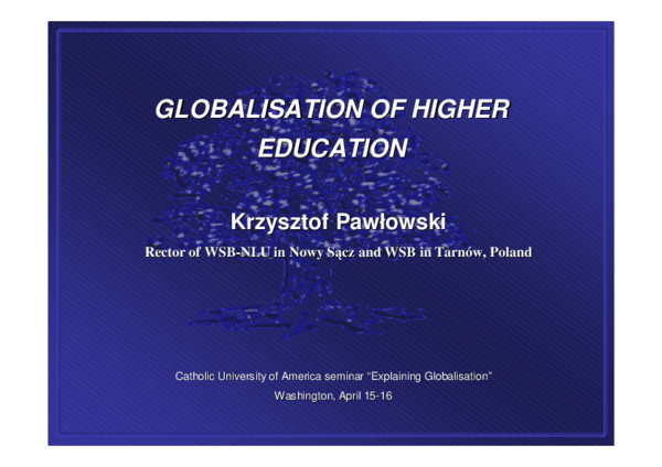 (PDF) The Globalisation of Higher Education