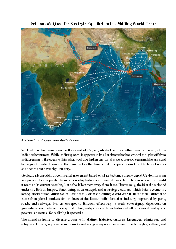 (PDF) Sri Lanka's Quest for Strategic Equilibrium in a Shifting World ...