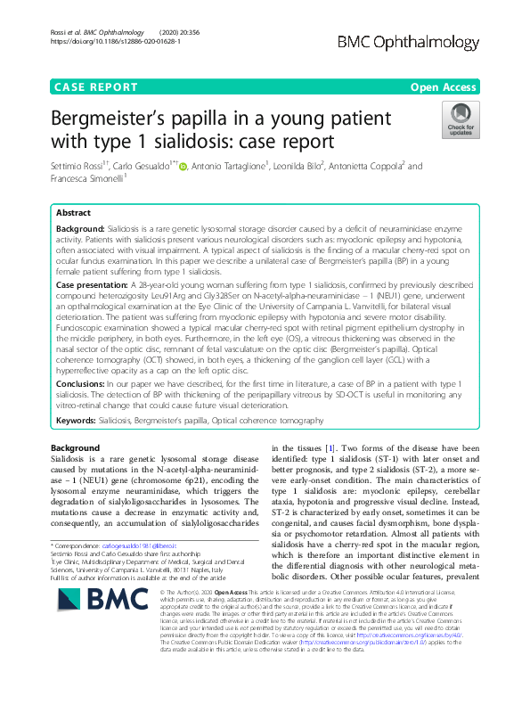 (PDF) Bergmeister’s papilla in a young patient with type 1 sialidosis ...