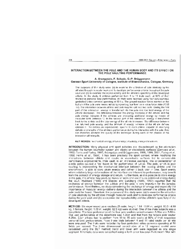 (PDF) Interaction Between the Pole and the Human Body and Its Effect on ...