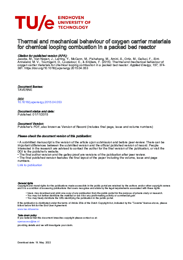 (PDF) Thermal and mechanical behaviour of oxygen carrier materials for chemical looping ...