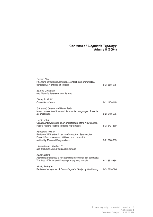 (PDF) Noun classes in African and Amazonian languages: Towards a comparison