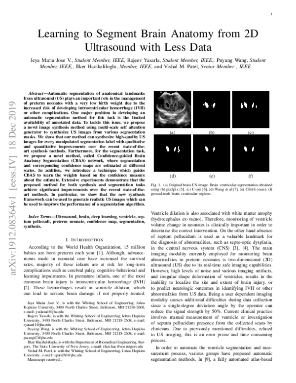 (PDF) Learning to Segment Brain Anatomy from 2D Ultrasound with Less Data