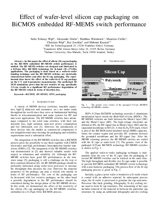(PDF) Effect of wafer-level silicon cap packaging on BiCMOS embedded RF ...