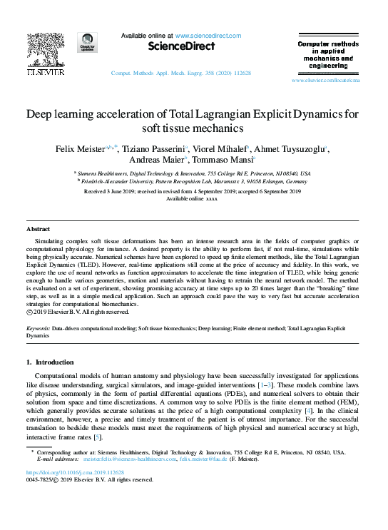 (PDF) Deep learning acceleration of Total Lagrangian Explicit Dynamics for soft tissue mechanics