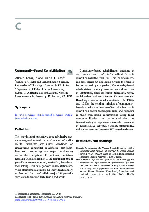 (PDF) Community-Based Rehabilitation
