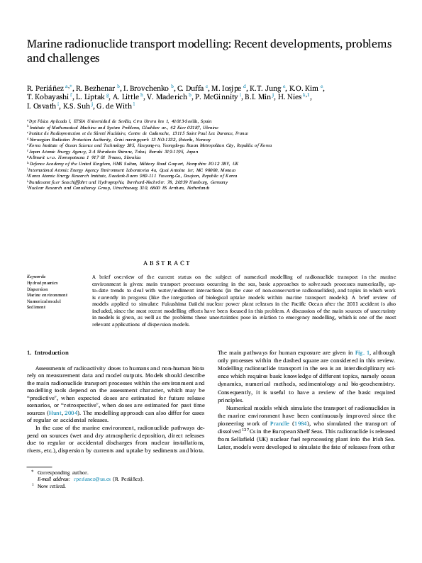 (PDF) Marine radionuclide transport modelling: Recent developments ...