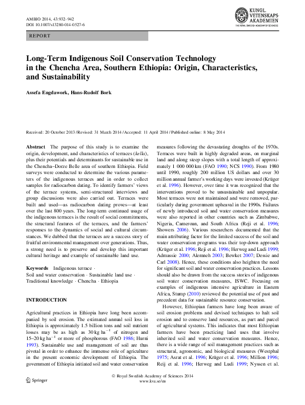 (PDF) Long-Term Indigenous Soil Conservation Technology in the Chencha ...