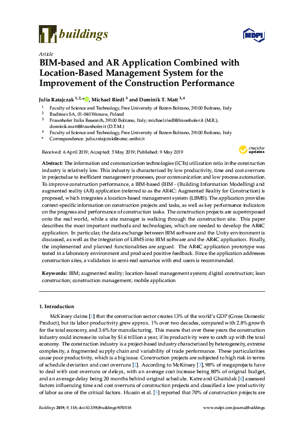 (PDF) BIM-based and AR Application Combined with Location-Based Management System for the ...