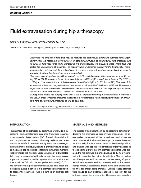 (PDF) Fluid Extravasation during Hip Arthroscopy