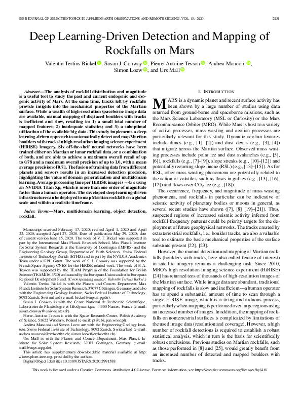 (PDF) Deep Learning-Driven Detection and Mapping of Rockfalls on Mars