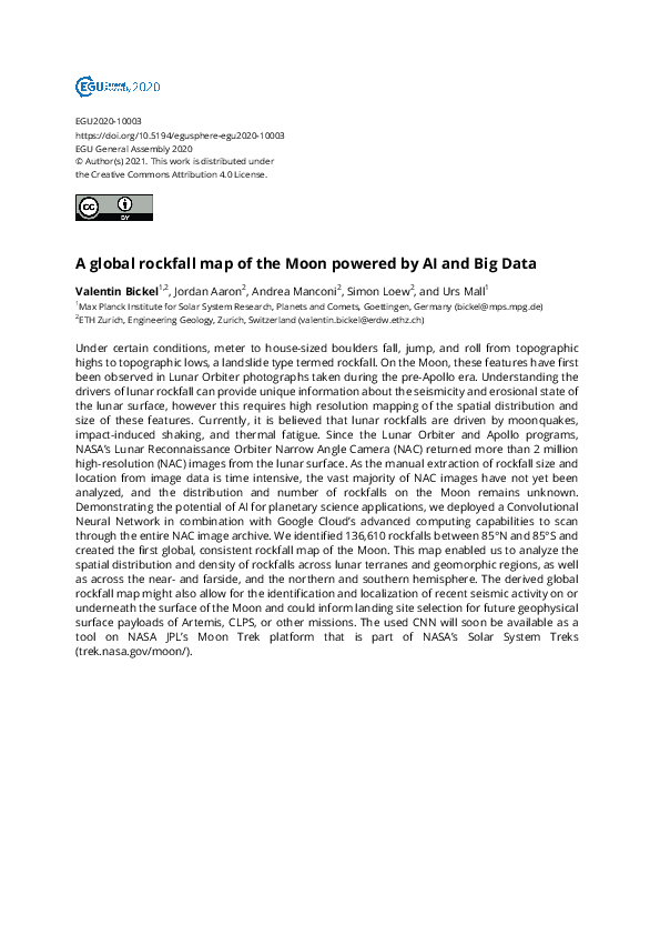 (PDF) A global rockfall map of the Moon powered by AI and Big Data