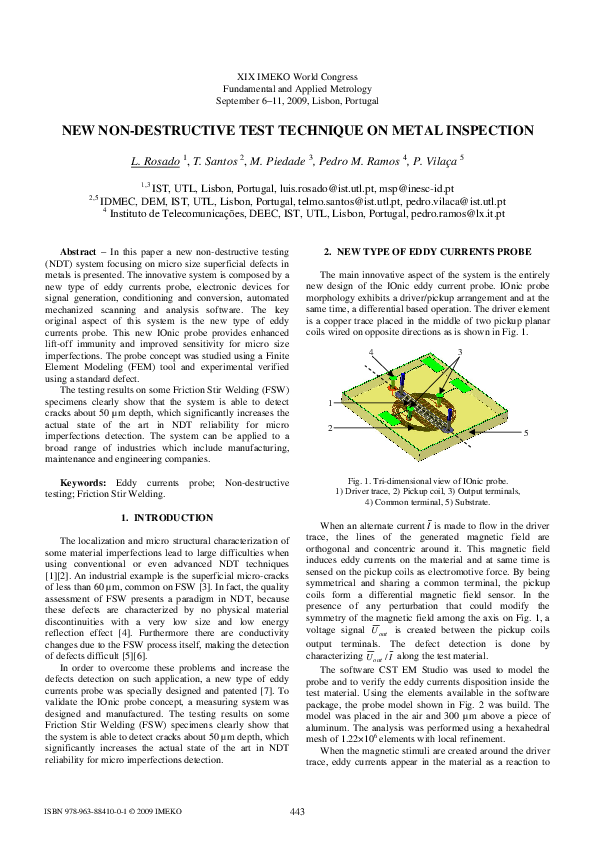 (PDF) New Non-Destructive Test Technique on Metal Inspection | Moisés ...