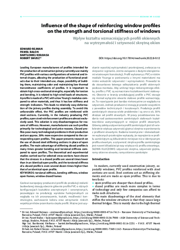 (PDF) Influence of the shape of reinforcing window profiles on the ...