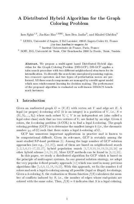 (PDF) A Distributed Hybrid Algorithm for the Graph Coloring Problem