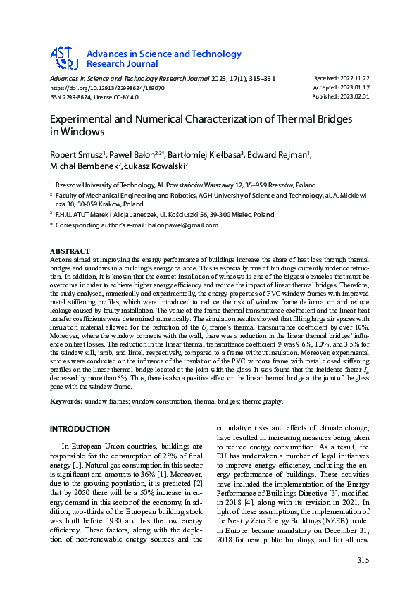 (PDF) Experimental and Numerical Characterizataion of Thermal Bridges ...