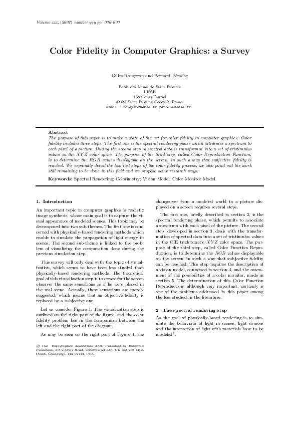 (PDF) Color Fidelity in Computer Graphics: a Survey