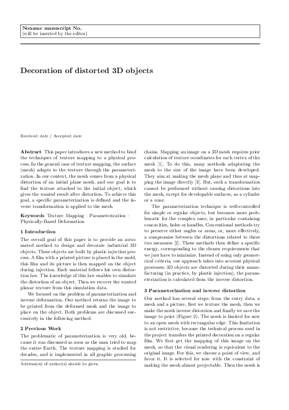 (PDF) Decoration of distorted 3D objects