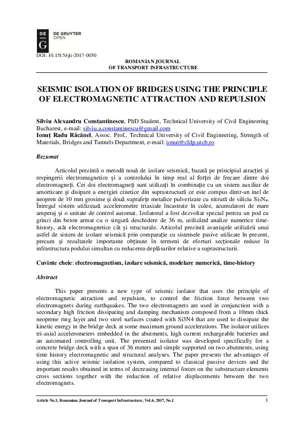 (PDF) Seismic Isolation of Bridges Using the Principle of ...