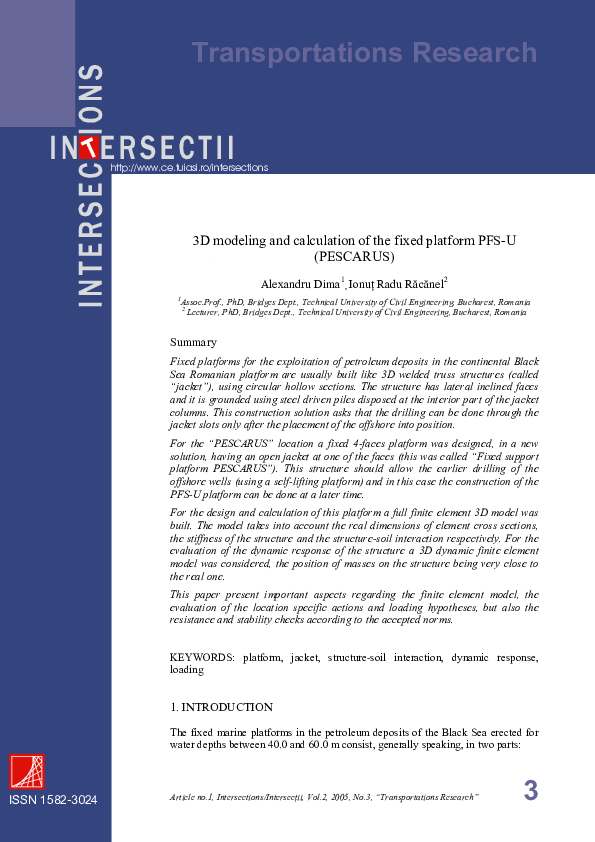 (PDF) 3D modeling and calculation of the fixed platform PFS-U (PESCARUS)