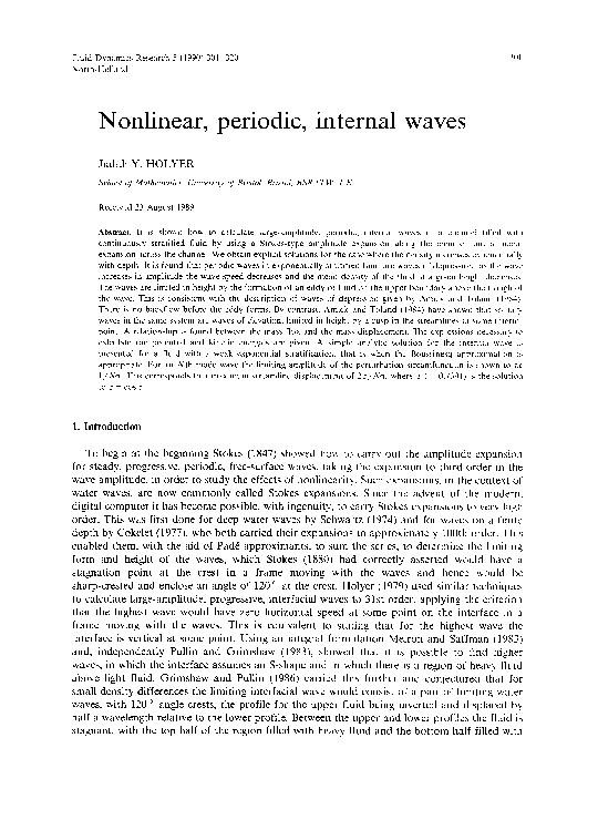 (PDF) Nonlinear, periodic, internal waves