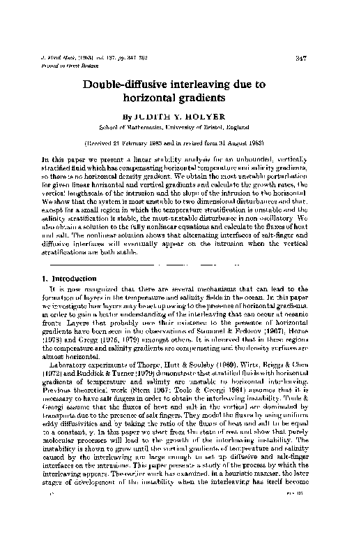 (PDF) Double-diffusive interleaving due to horizontal gradients