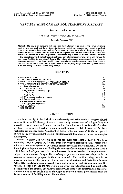 (PDF) Variable wing camber for transport aircraft