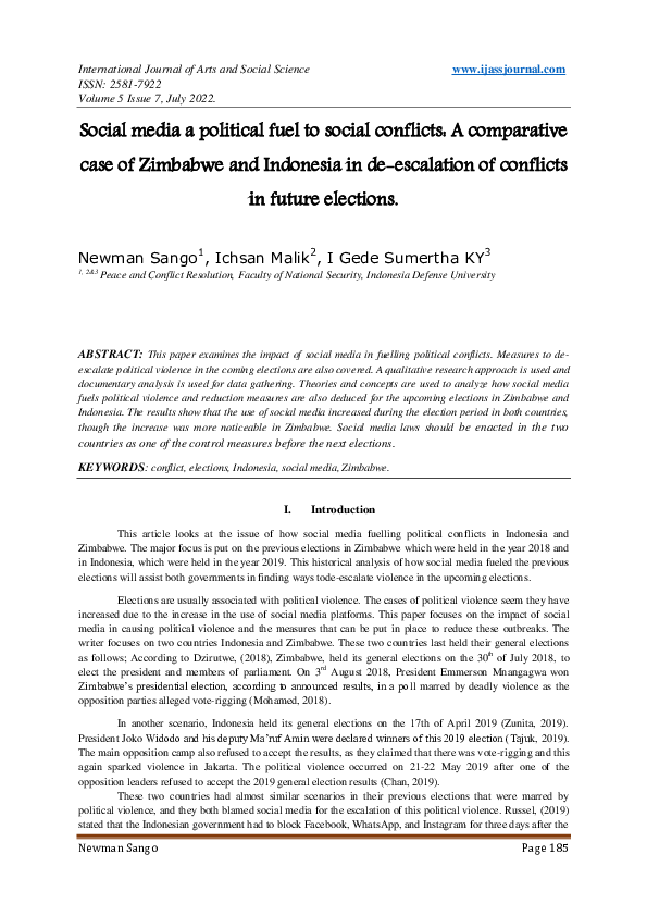 (PDF) Social media a political fuel to social conflicts: A comparative ...