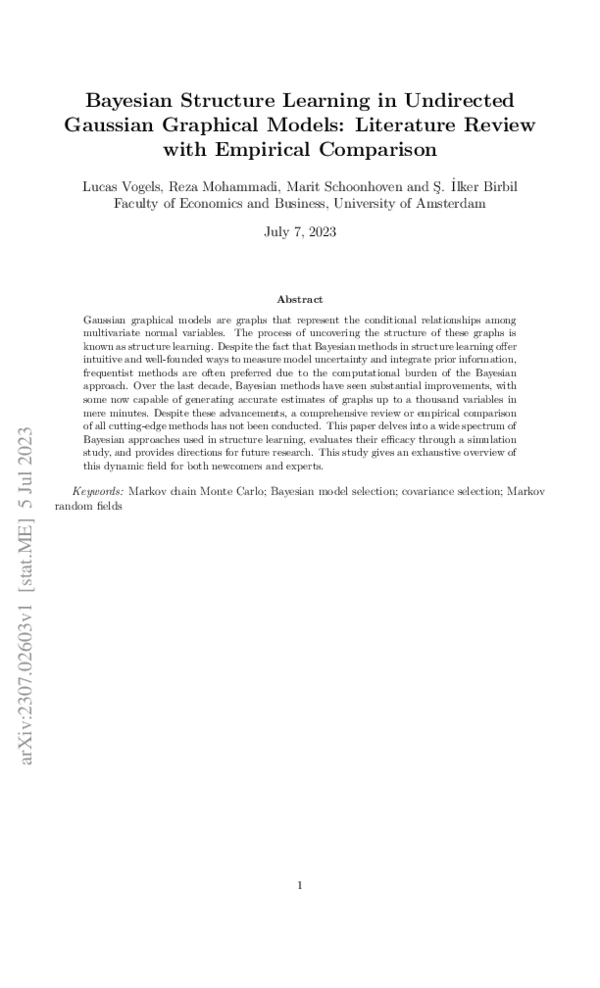 (PDF) Bayesian Structure Learning in Undirected Gaussian Graphical Models: Literature Review ...