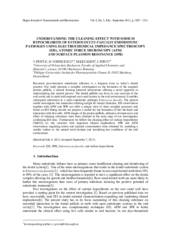 (PDF) Understanding the Cleaning Effect with Sodium Hypochlorite of ...