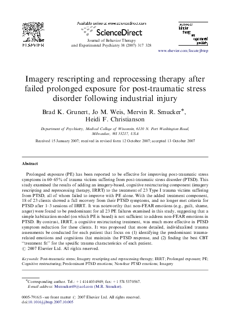 (PDF) Imagery Rescripting and Reprocessing Therapy