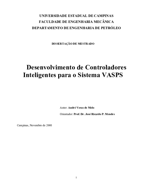 (PDF) Desenvolvimento de controladores inteligentes para o sistema VASPS