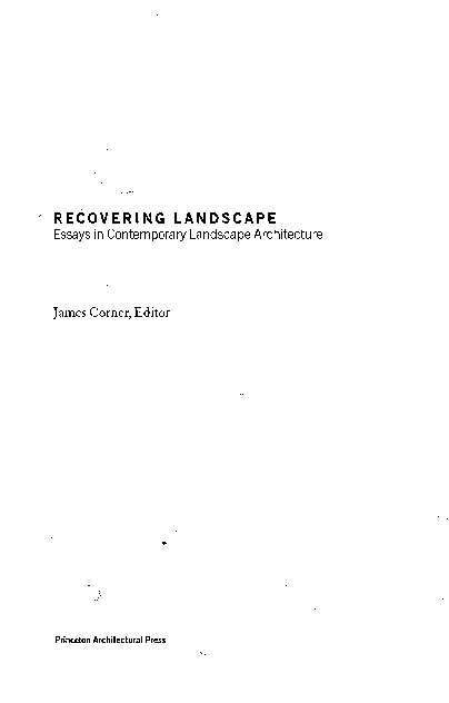 (PDF) Recovering Landscape: Essays in Contemporary Landscape Architecture
