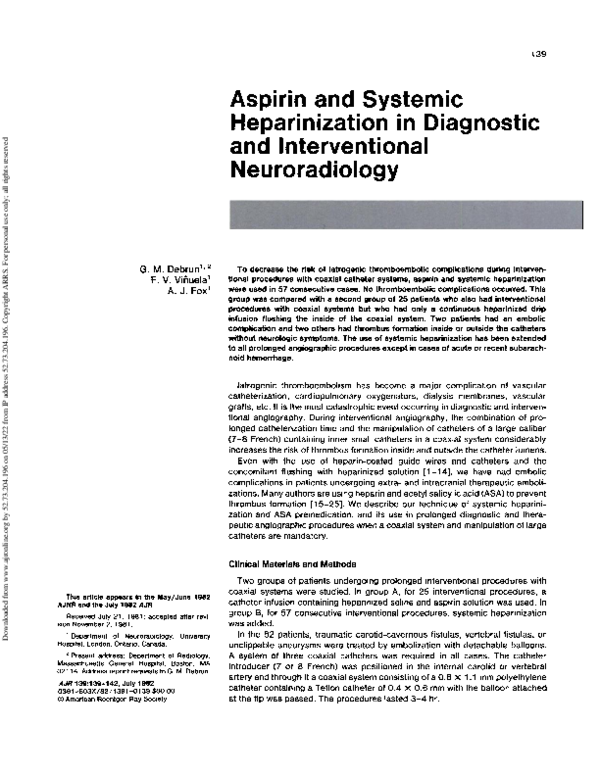 (PDF) Aspirin and systemic heparinization in diagnostic and ...